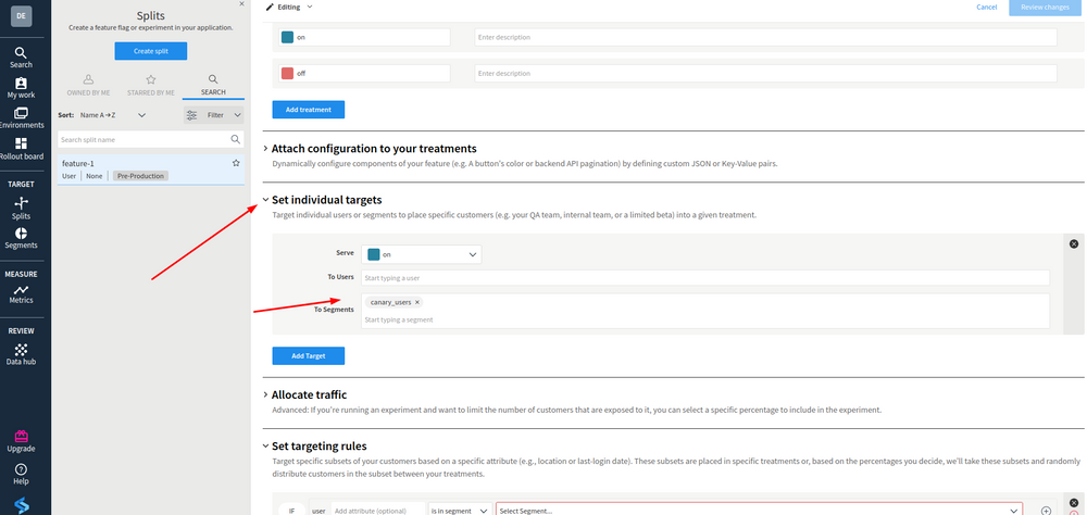 Implementación de feature flags con split